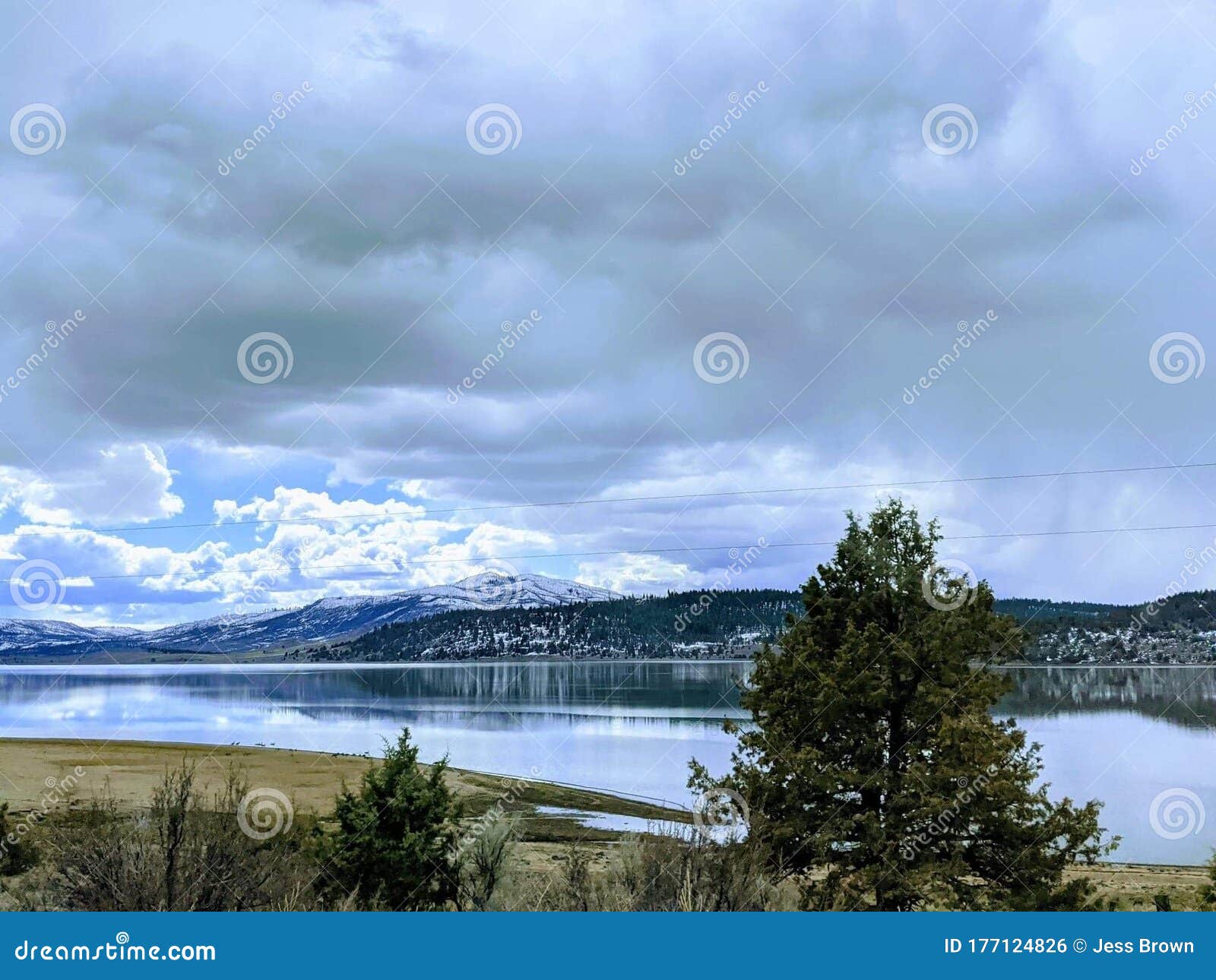 Beautiful Cloudy Oregon Reservoir Pretty Stock Photo - Image of ...