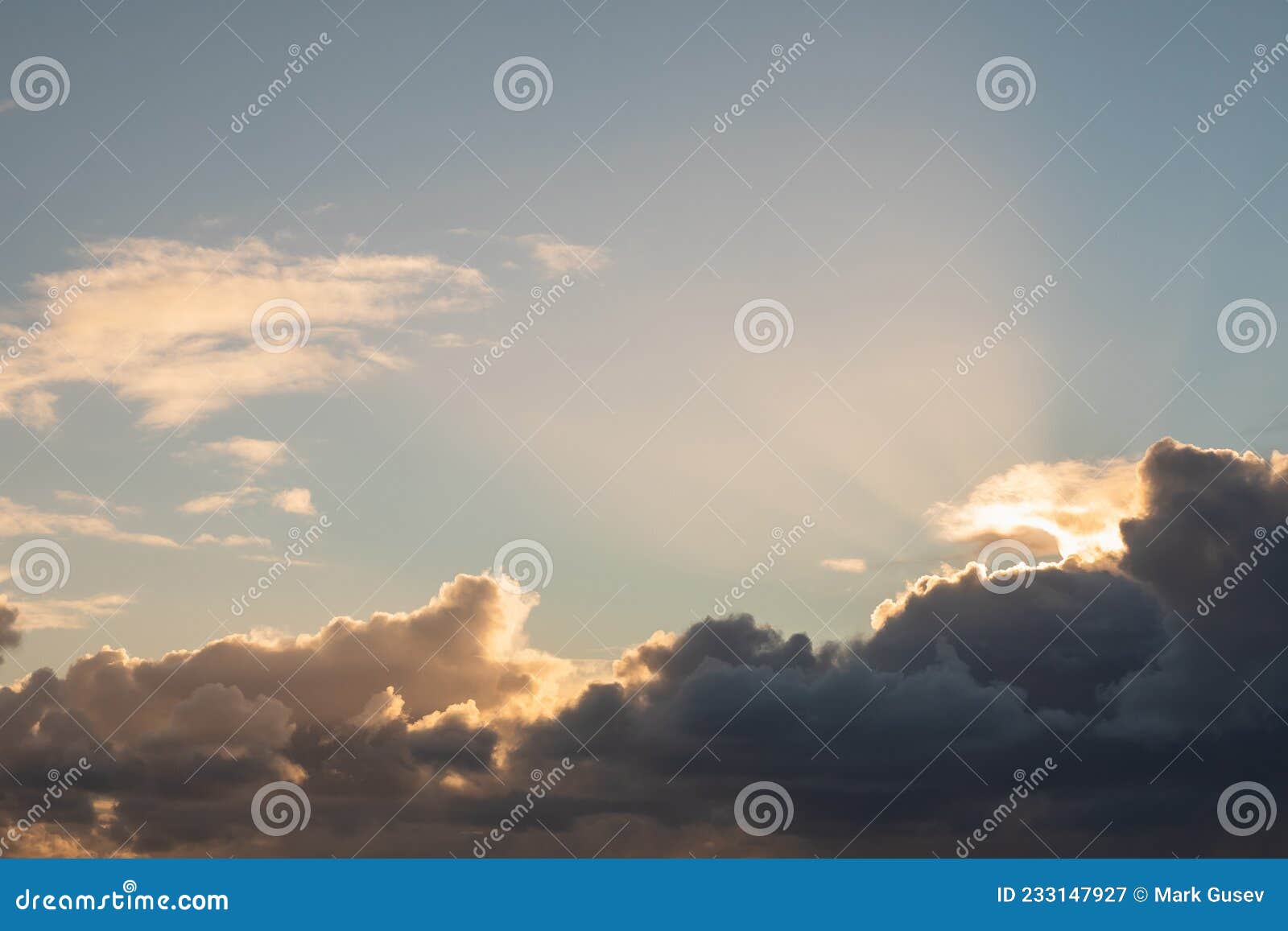 Beautiful Cloudy Sky with Different Cloud Shape. Warm and Cool Tone ...