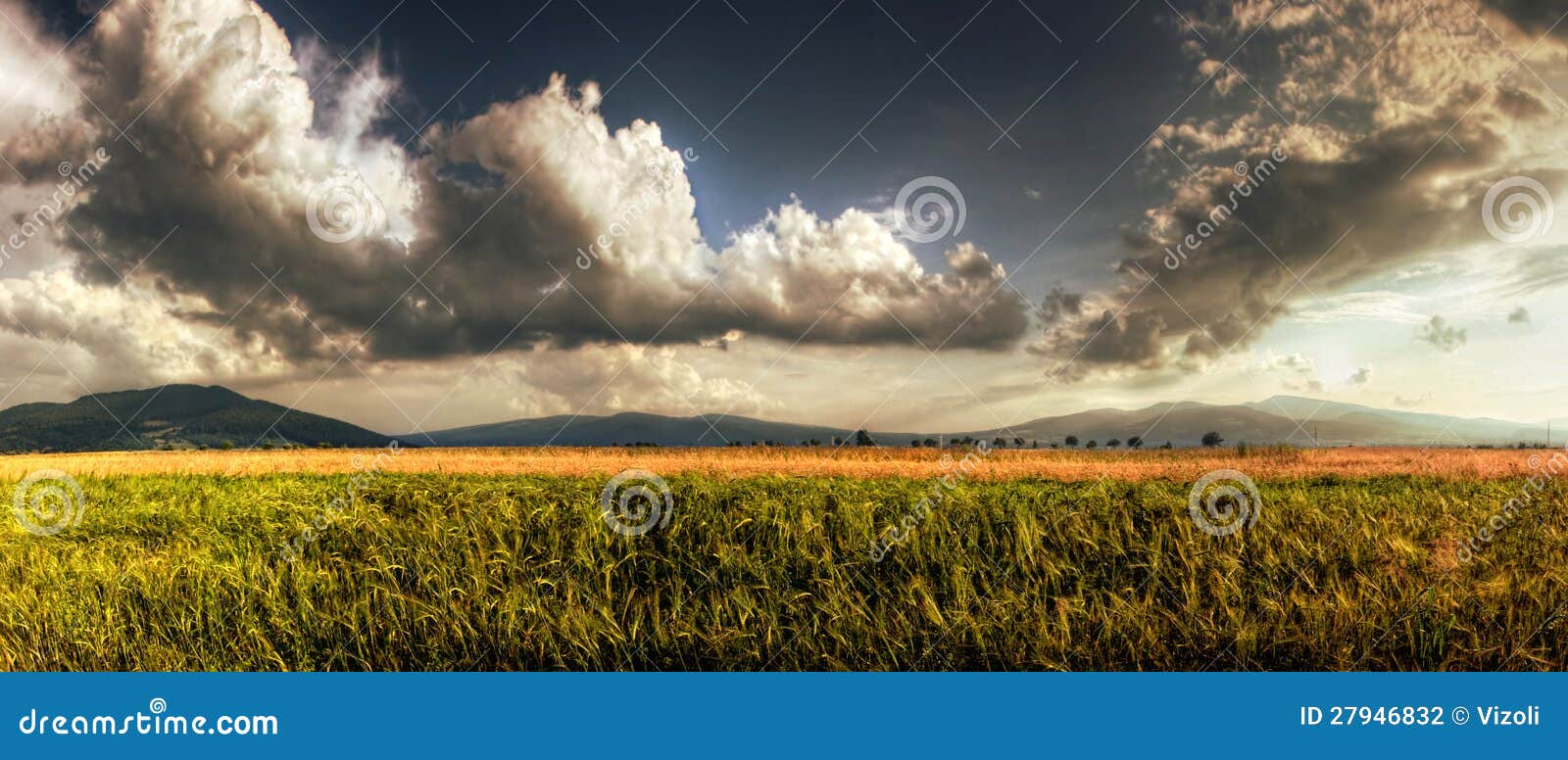 Beautiful Cloudy Sky in the Field Stock Photo - Image of land, panorama ...