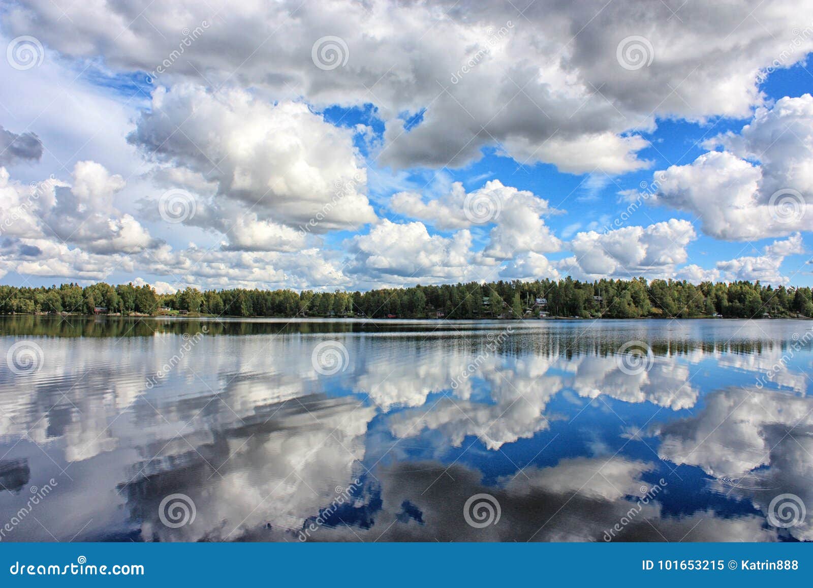 Beautiful Cloudy Sky Reflection on the Lake Stock Image - Image of ...