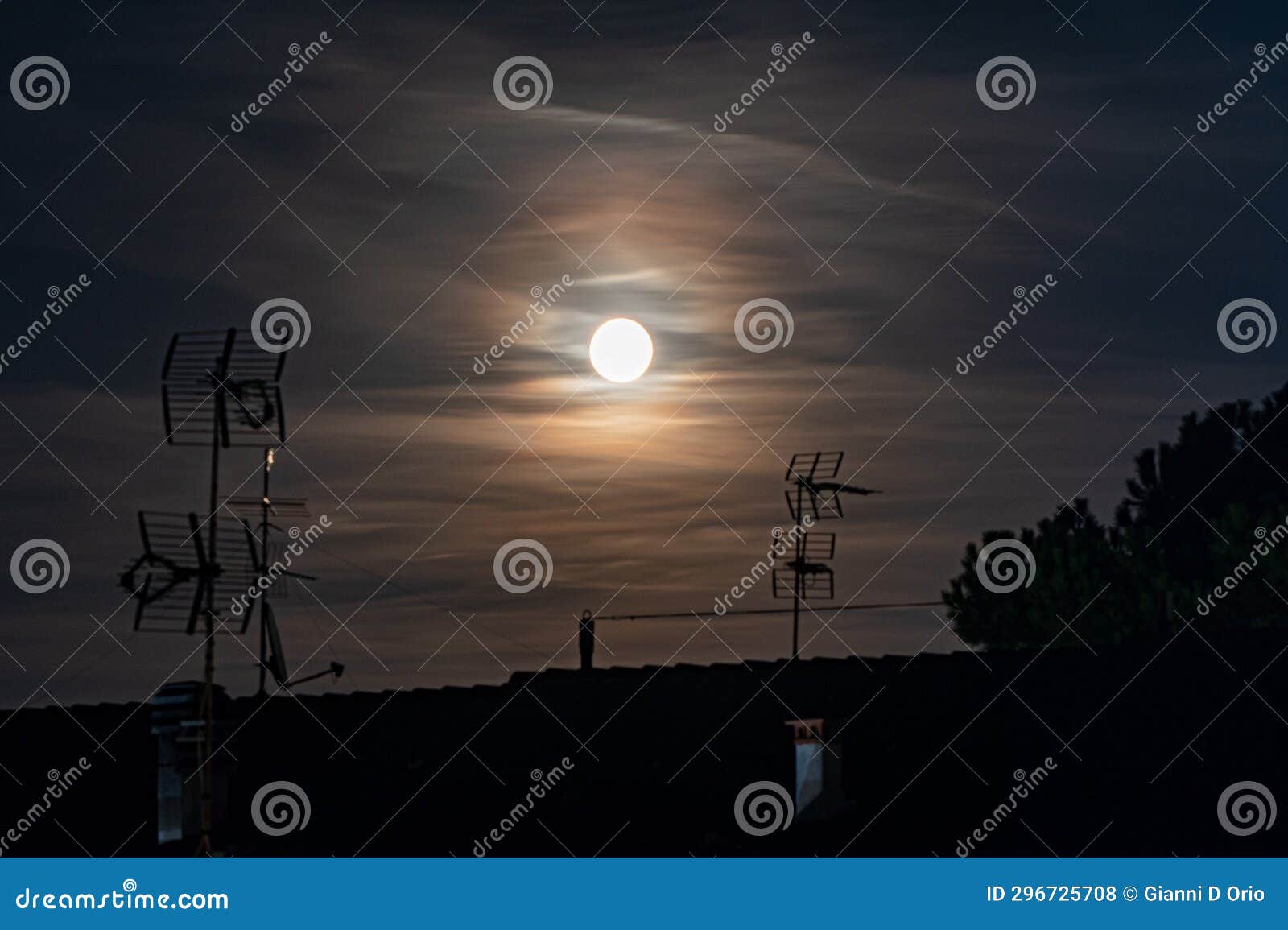 Beautiful Cloudy Sky with Shining Full Moon Stock Photo - Image of ...