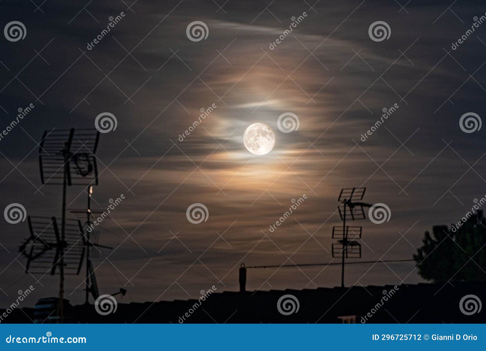 Beautiful Cloudy Sky with Shining Full Moon Stock Photo - Image of ...