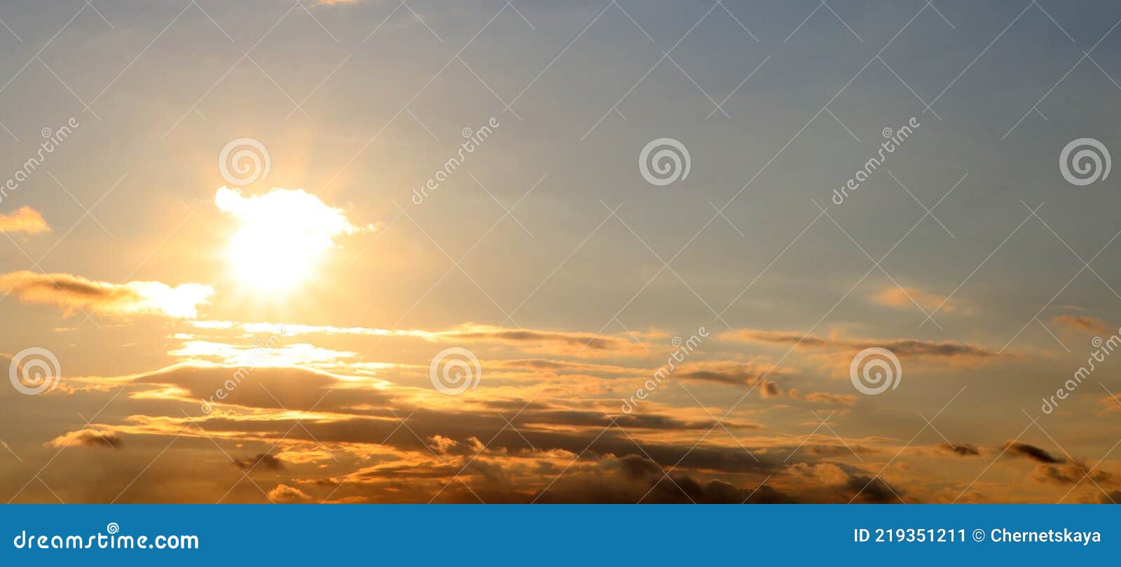 Beautiful Cloudy Sky at Sunset, Banner Design Stock Image - Image of ...