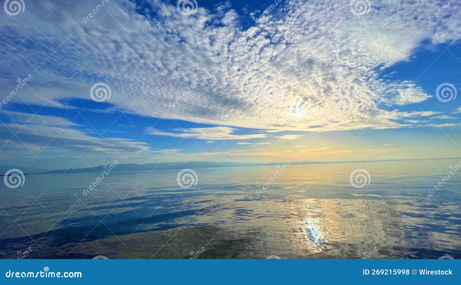 Beautiful Cloudy Sunset Sky Reflecting in the Sea. Stock Photo - Image ...