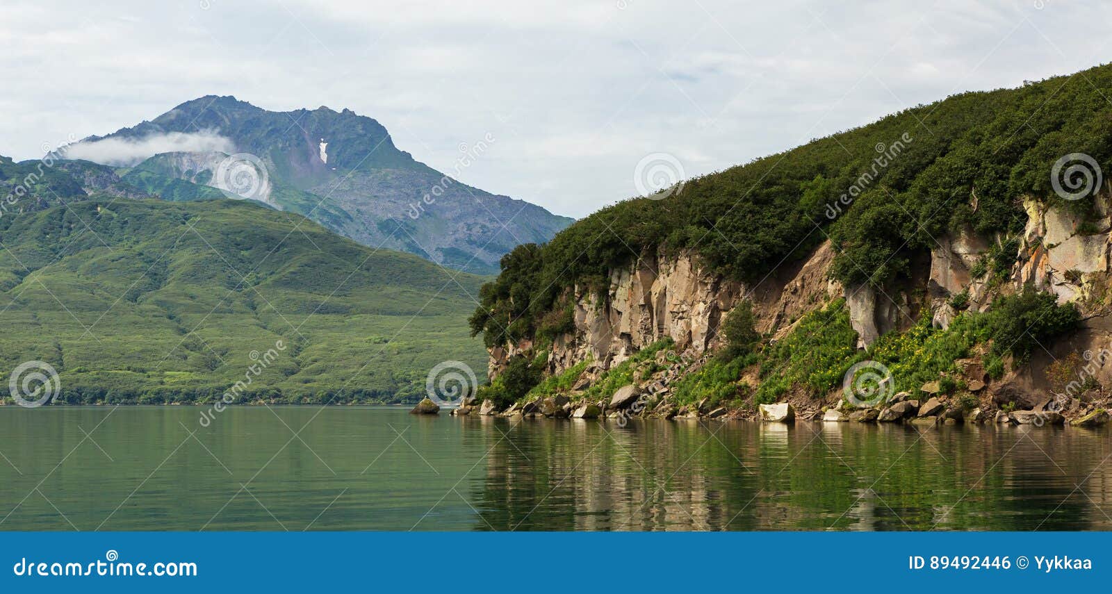 Beautiful Coast of Kurile Lake is Reflected in the Water. Stock Photo ...