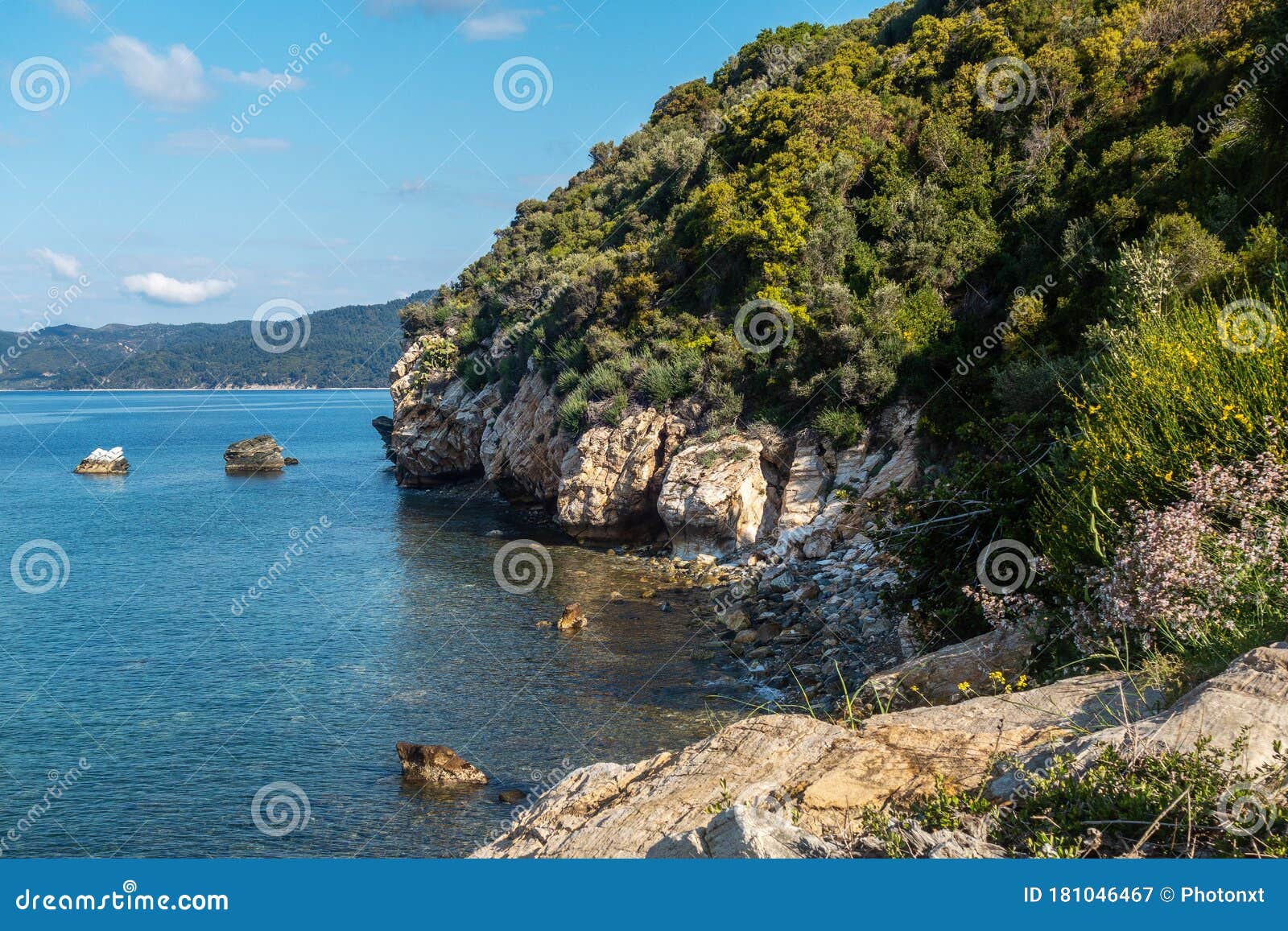 Beautiful Coastline with Mountains and Rocks in Greece Stock Image ...