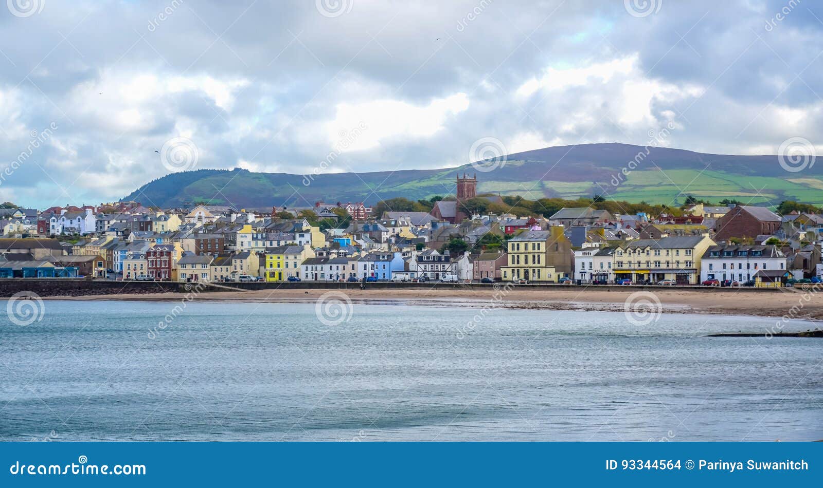 Beautiful Coastline with the Seaside Town of Peel, Isle of Man Stock ...