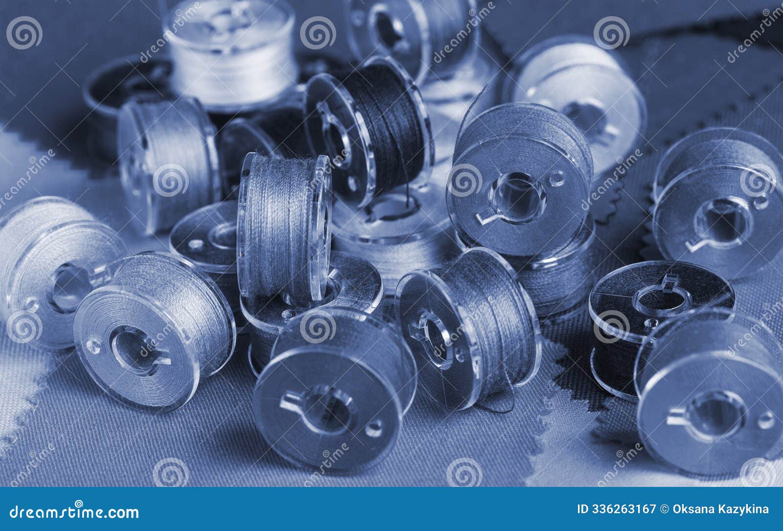 Beautiful Collage of Blue Plastic Bobbins for a Vintage Sewing Machine ...