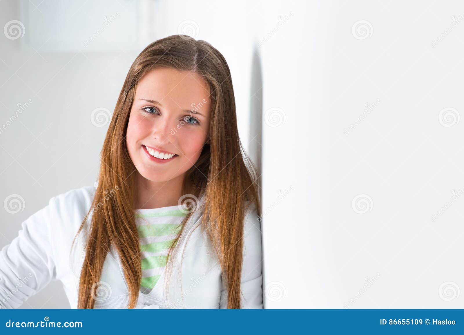 Beautiful College Student at Campus Daydreaming Stock Image - Image of ...