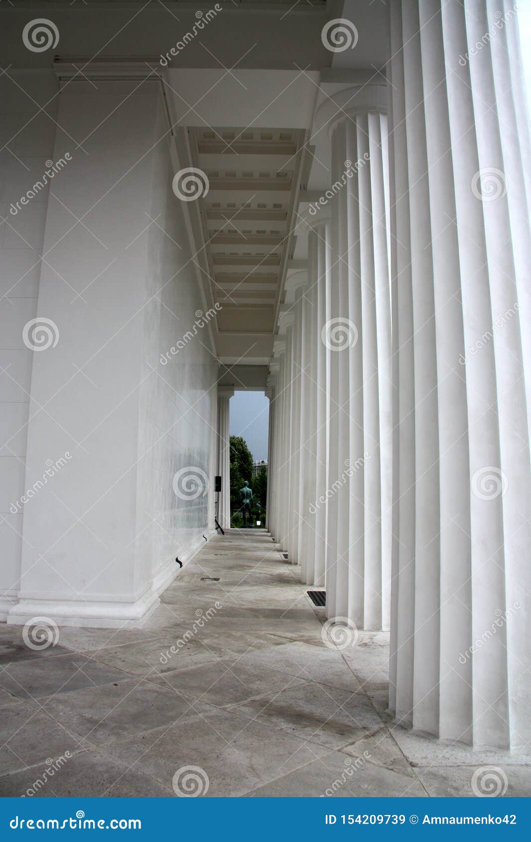 Beautiful Colonnade Of Modern Business Building. Action. External ...