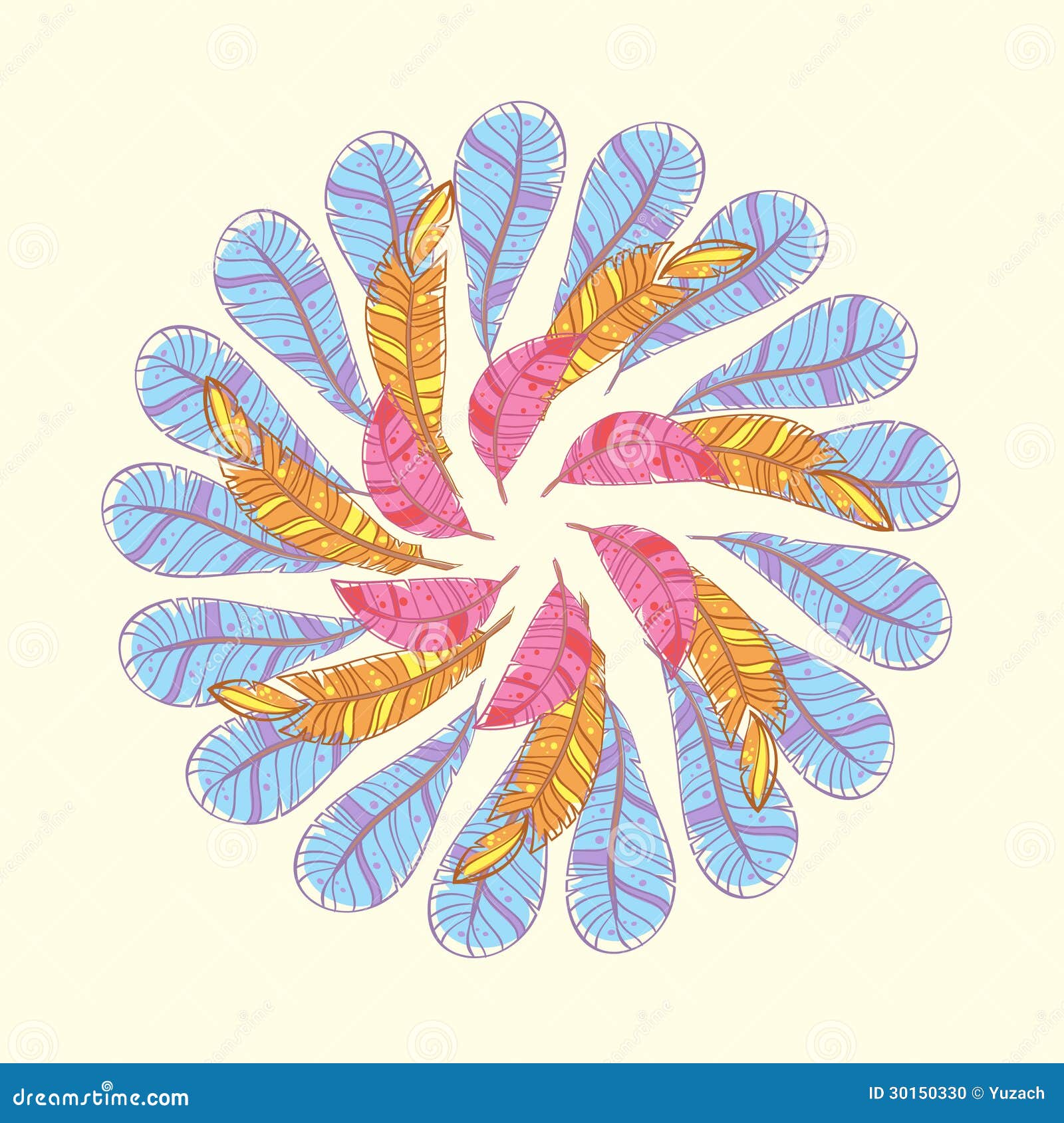 Feather Circle Infinite Card Stock Vector - Illustration of background ...