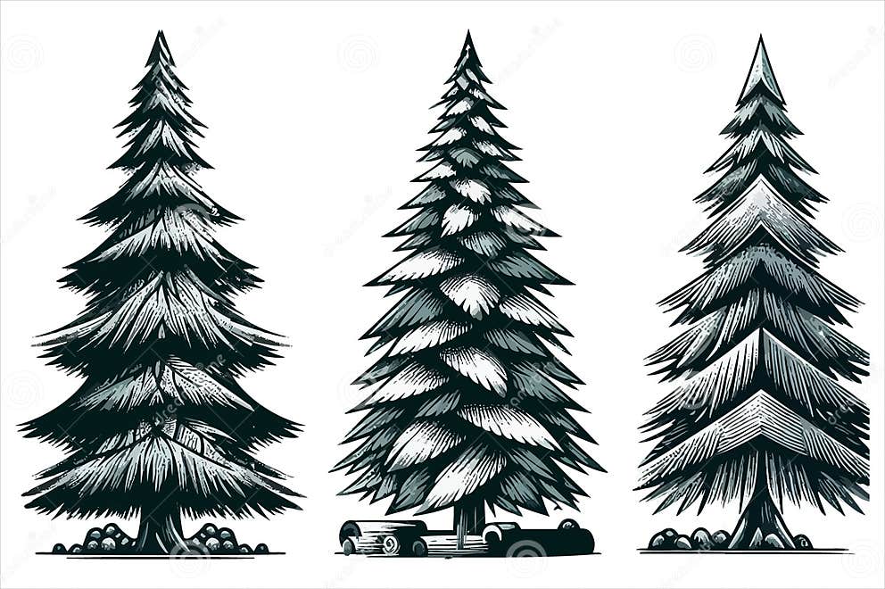 Beautiful Color Pine Tree Vector Style Stock Illustration ...