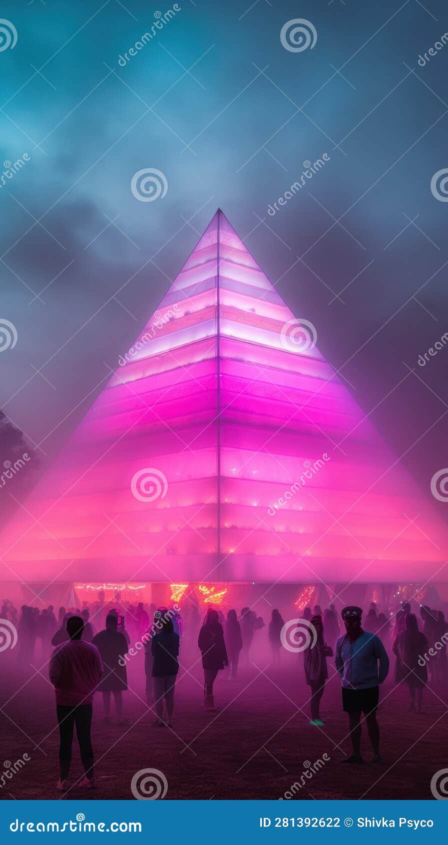 Beautiful Color Pyramid Psychedelic Cyberpunk Generative AI Stock ...