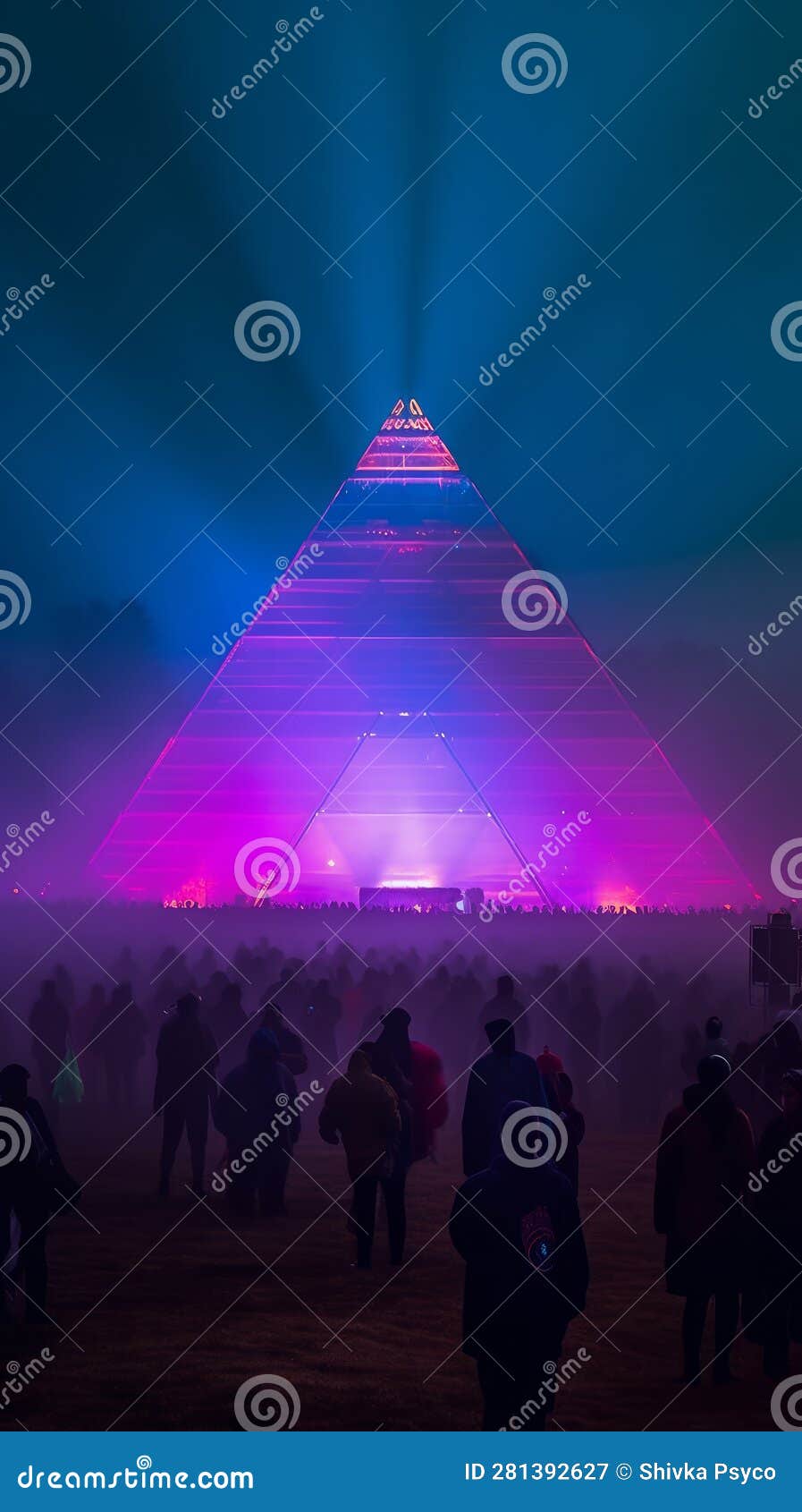 Beautiful Color Pyramid Psychedelic Cyberpunk Theme Generative AI Stock ...