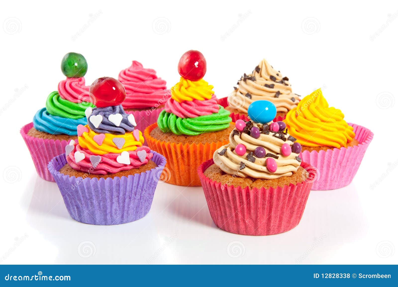 Beautiful colored cupcakes stock photo. Image of card - 12828338