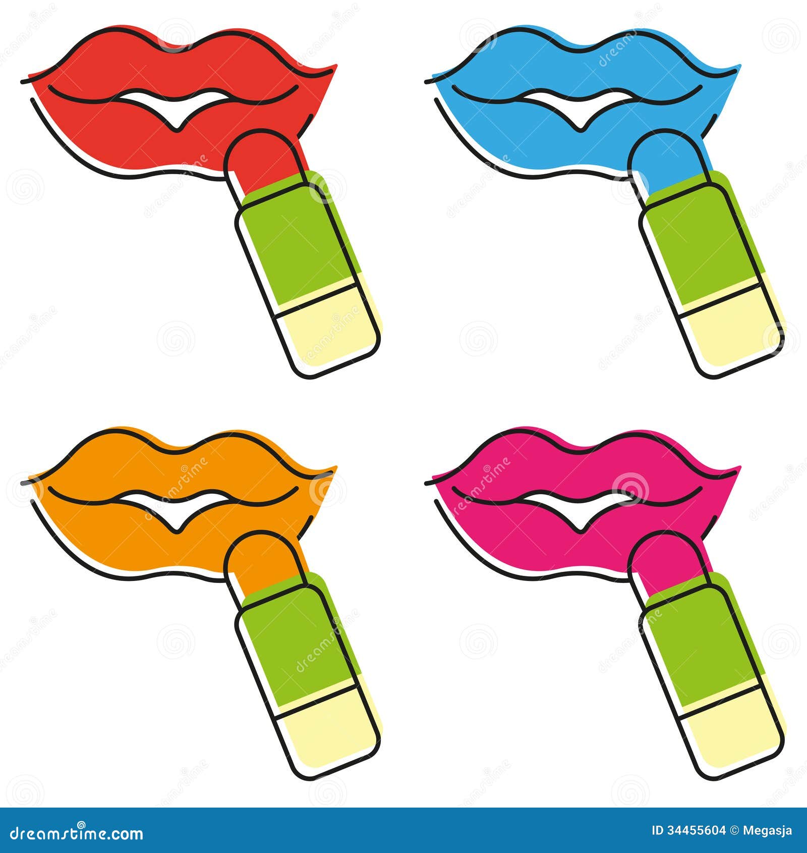 Beautiful Colored Lips with Lipstick Stock Vector - Illustration of ...