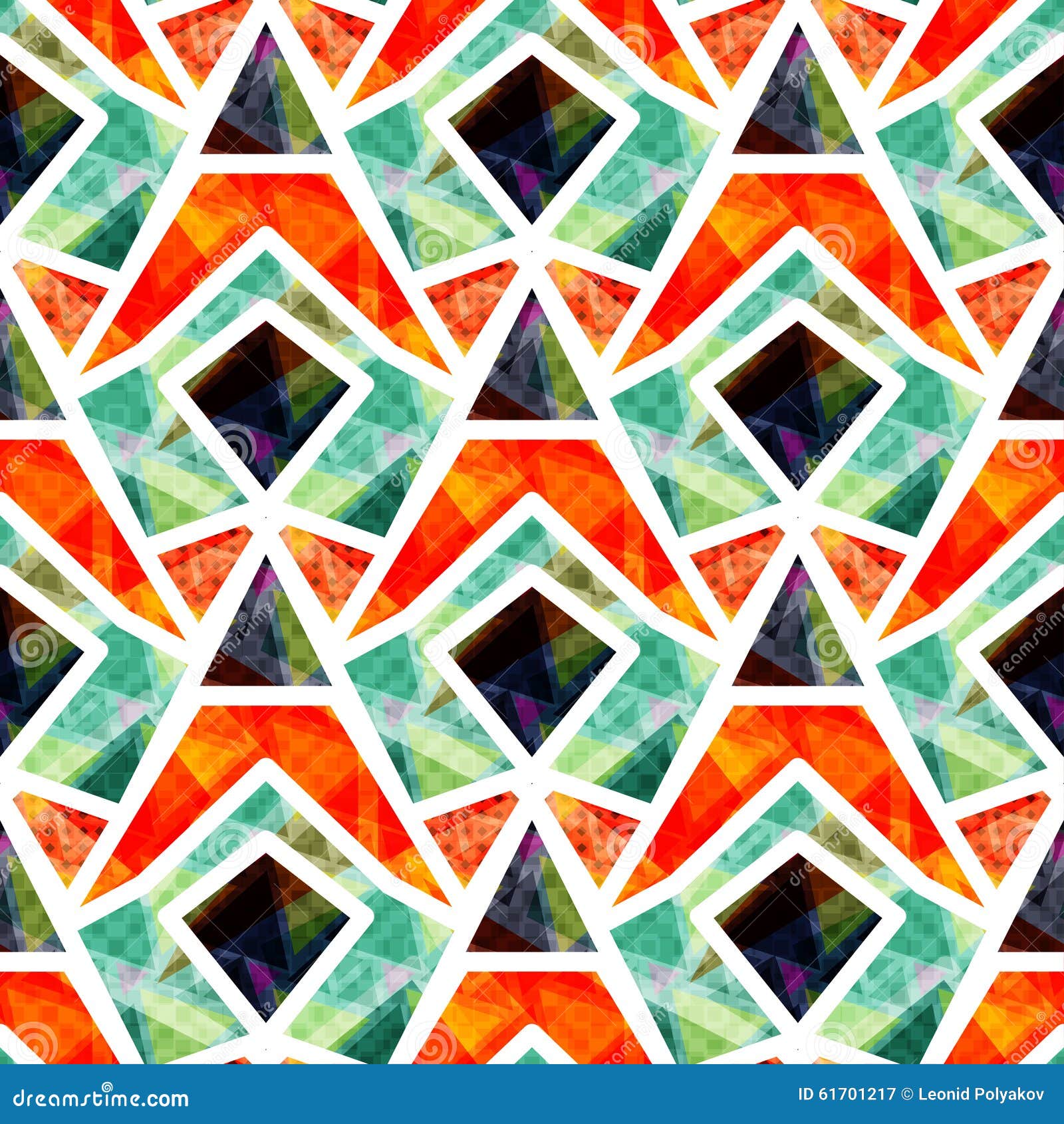 Beautiful Colored Polygons with White Contours Seamless Pattern Vector ...