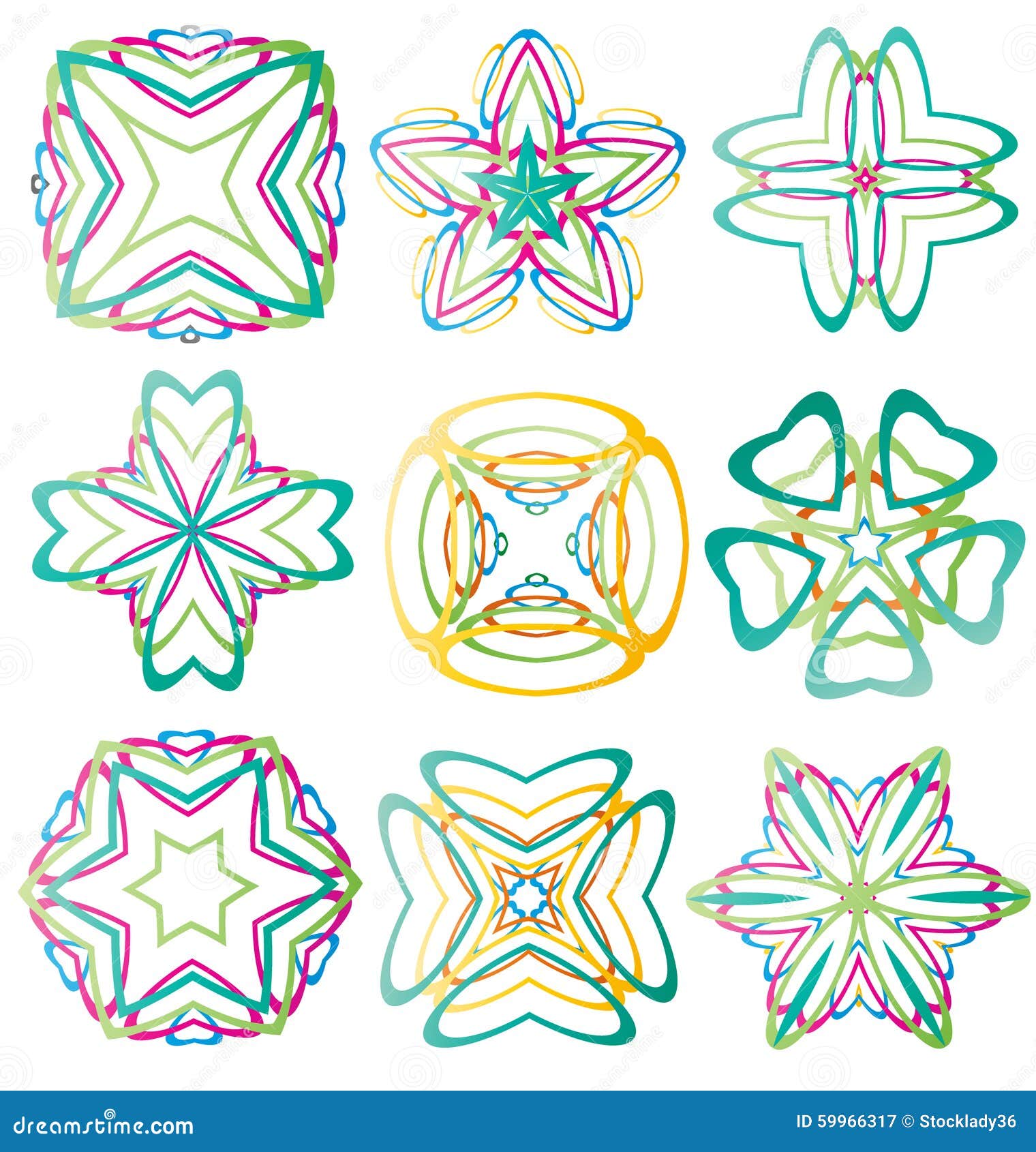 Beautiful Colorful Abstract Flower Elements Stock Illustration ...