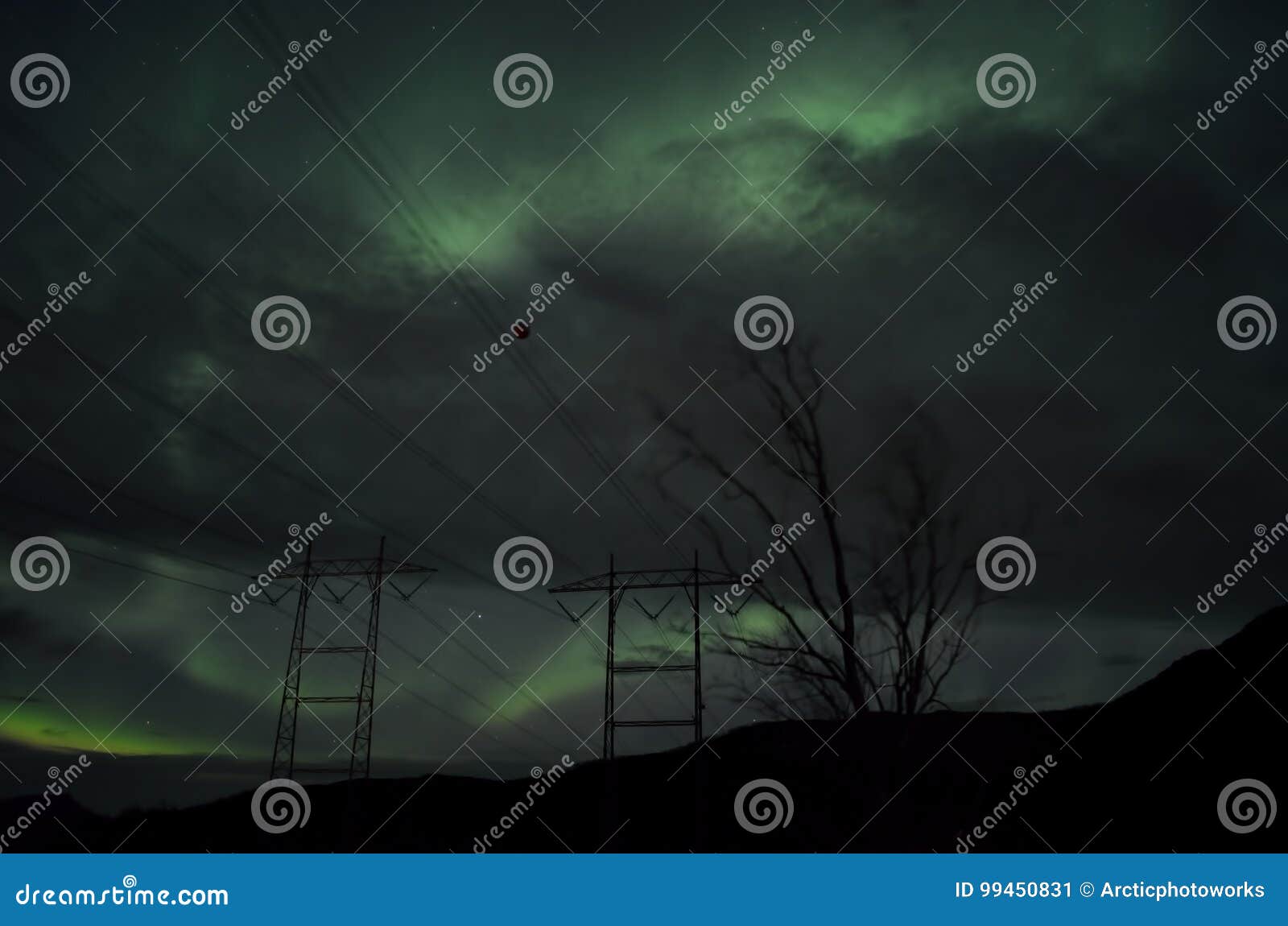 Beautiful Colorful Aurora Borealis Dancing on Night Sky Over Massive ...
