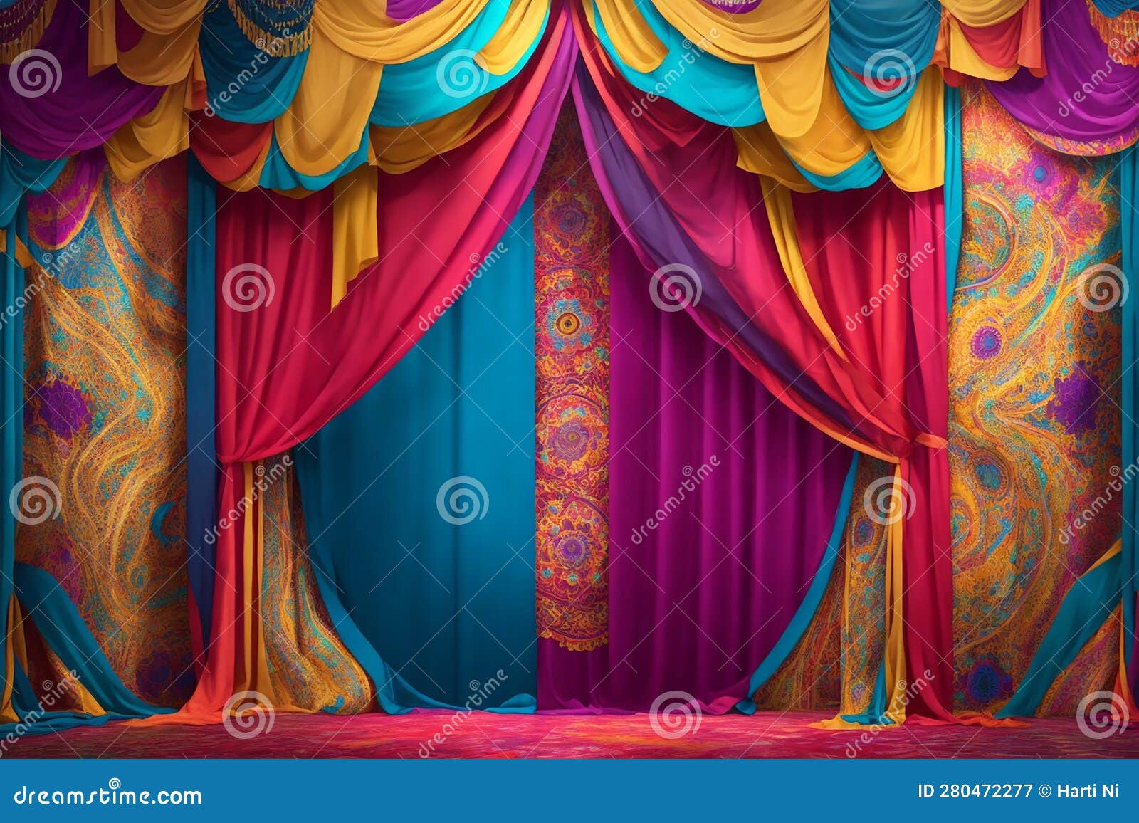 Beautiful Colorful Backdrop Performance Show Stage with Indian Style ...