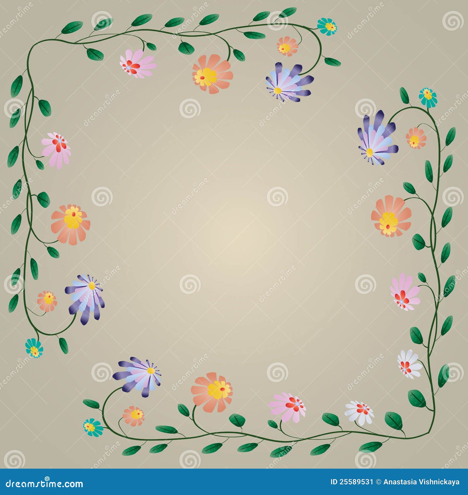 Beautiful Colorful Bright Flowers Border Stock Illustration ...