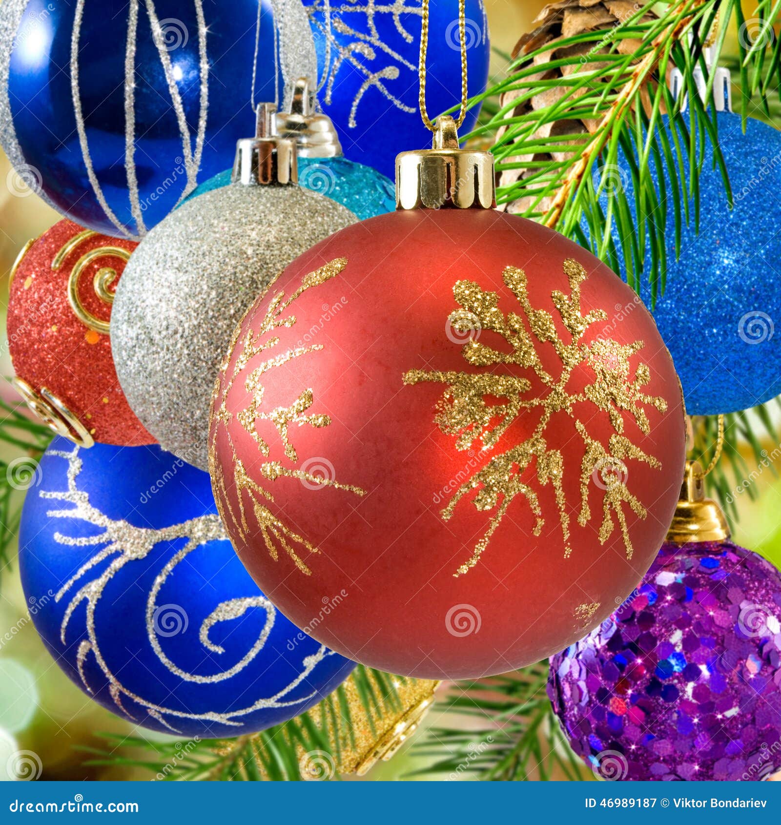 Beautiful Colorful Christmas Decorations Stock Image - Image of tree ...