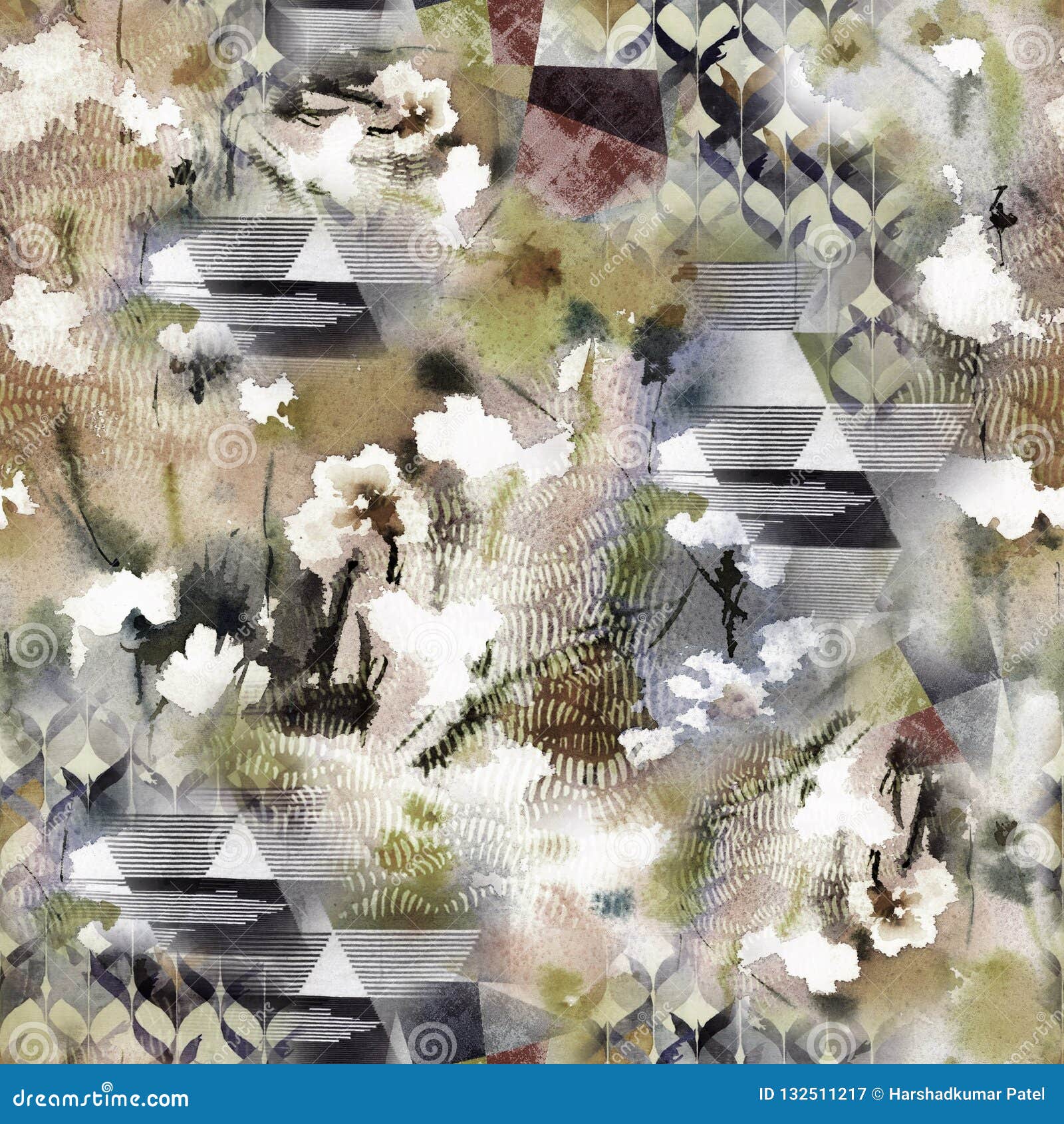 Abstract Colorful Block Print Pattern Stock Image - Image of blast ...