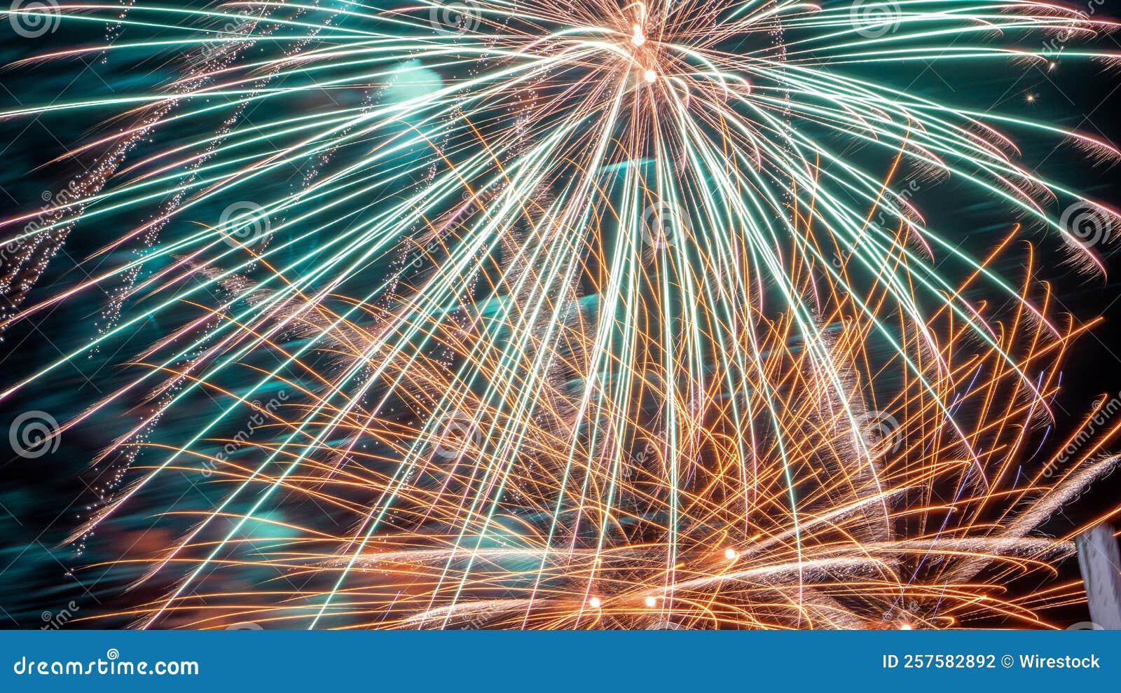 Beautiful Colorful Firework in the Night Sky Stock Photo - Image of ...