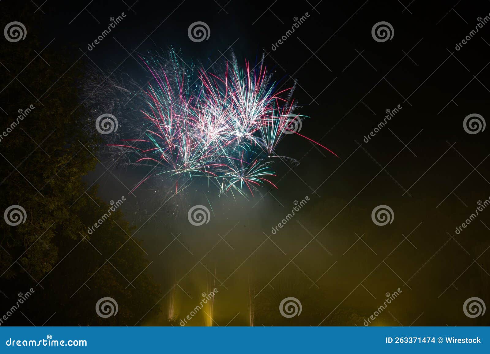 Beautiful Colorful Firework Show at a Park at Night Stock Photo - Image ...