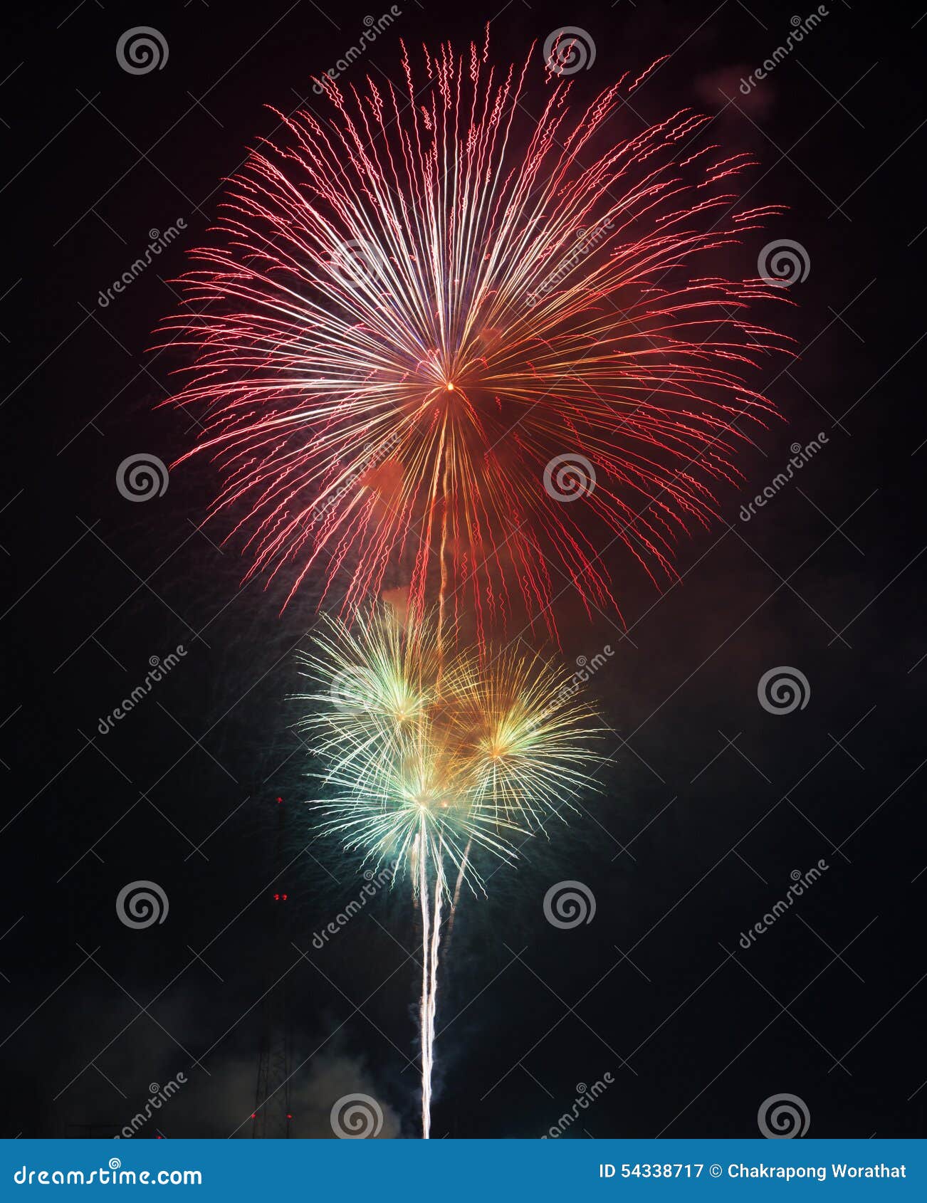 Beautiful Colorful Firework on the Sky at Night. Stock Image - Image of ...