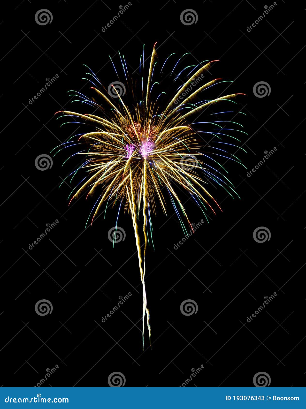 Beautiful Colorful Fireworks Exploding in the Night Sky, Isolated on ...