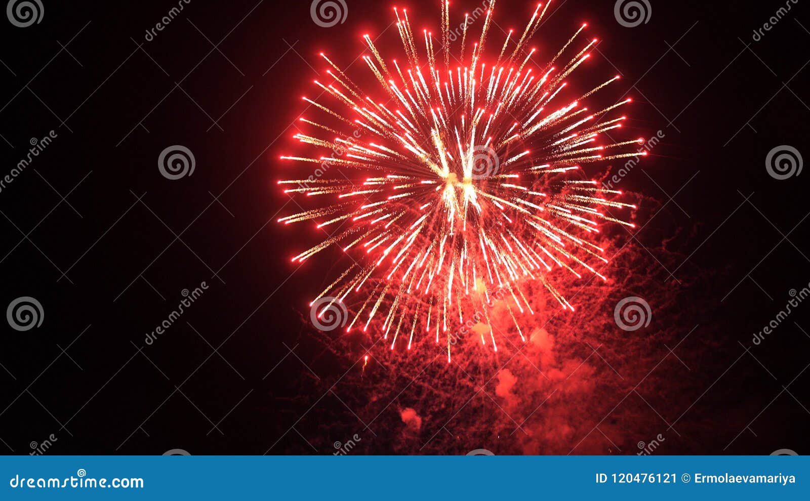 Beautiful Red Fireworks Explosion in the Night Sky Stock Image - Image ...
