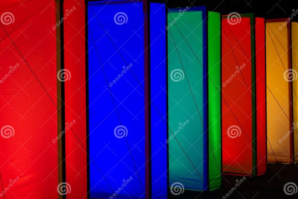Colorful Glowing Rectangular Shapes in the Night Stock Image - Image of ...