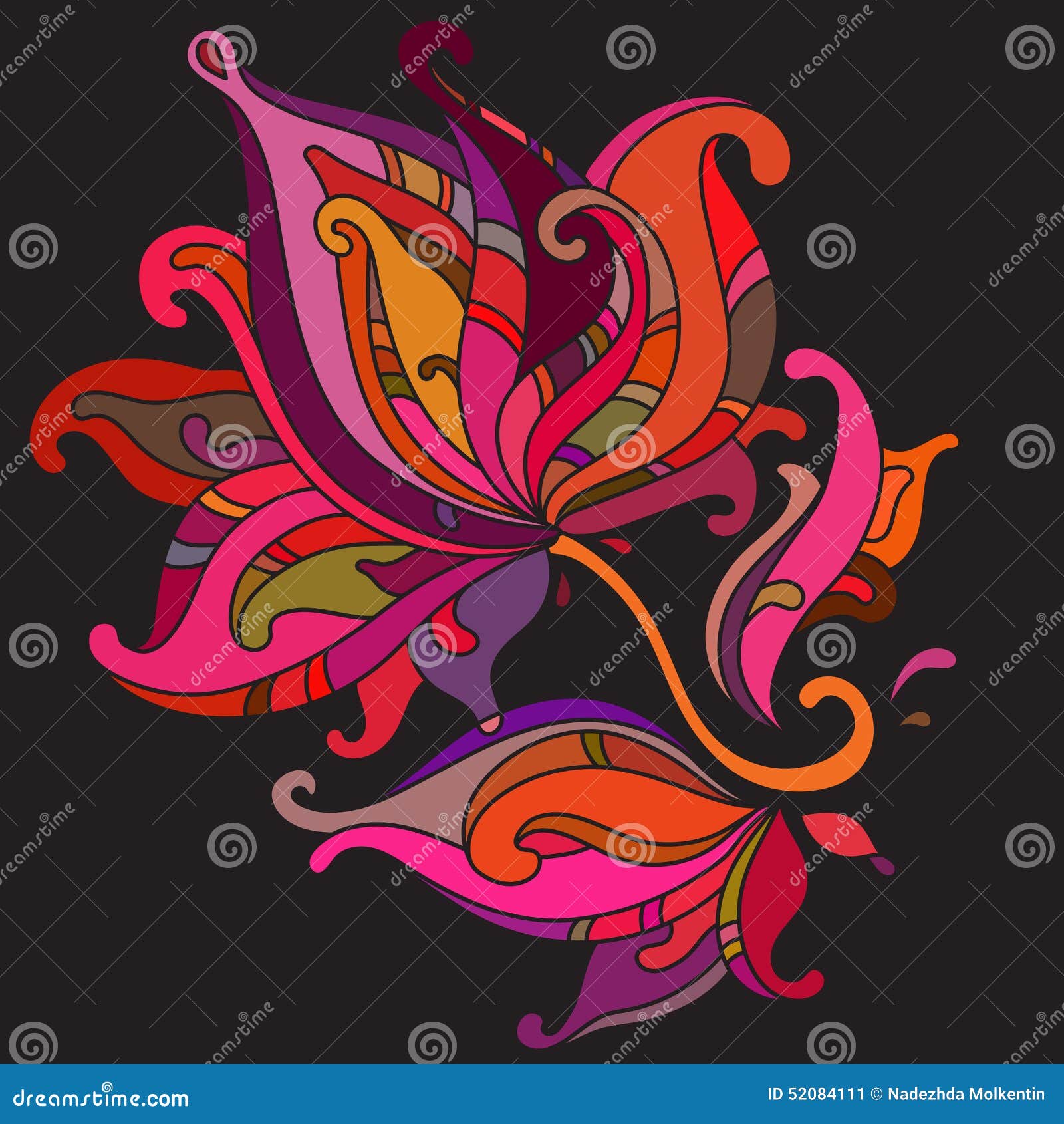 Beautiful Colorful Graphic Flower. Stock Illustration - Illustration of ...