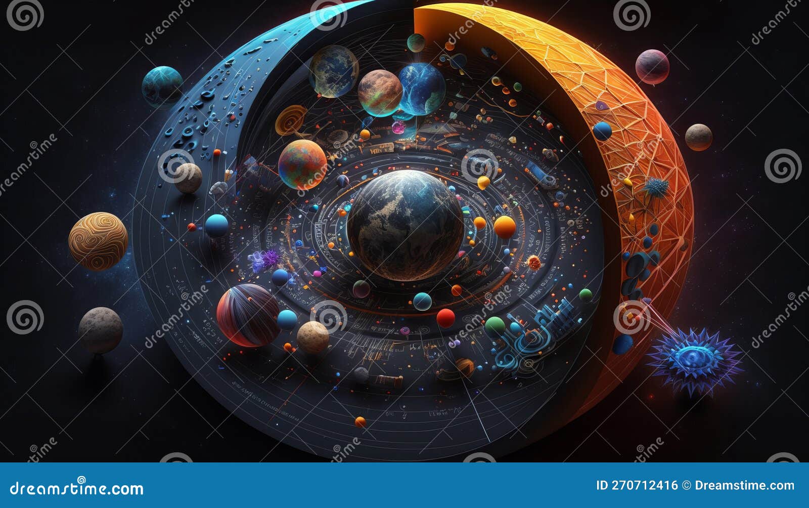 3D Mathematical Representation of the Universe. AI Generative. Stock ...