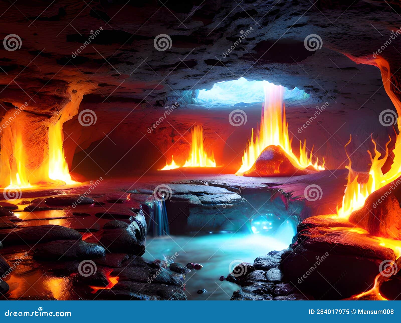 The Beautiful Colorful Lava Formations in the Cave, Ai Generated Stock ...