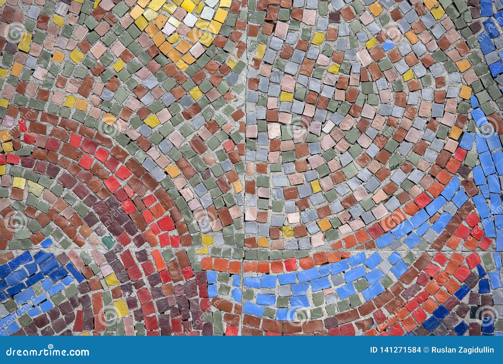 Beautiful Colorful Mosaic of Square Elements on the Wall Stock Photo ...