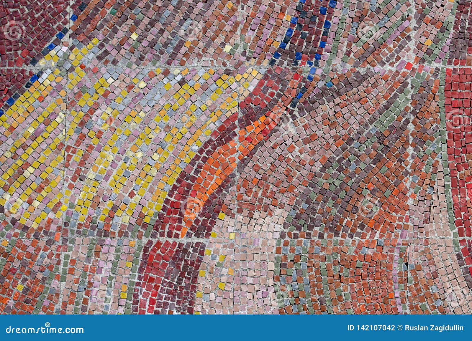 Beautiful Colorful Mosaic of Square Elements on the Wall Stock Photo ...