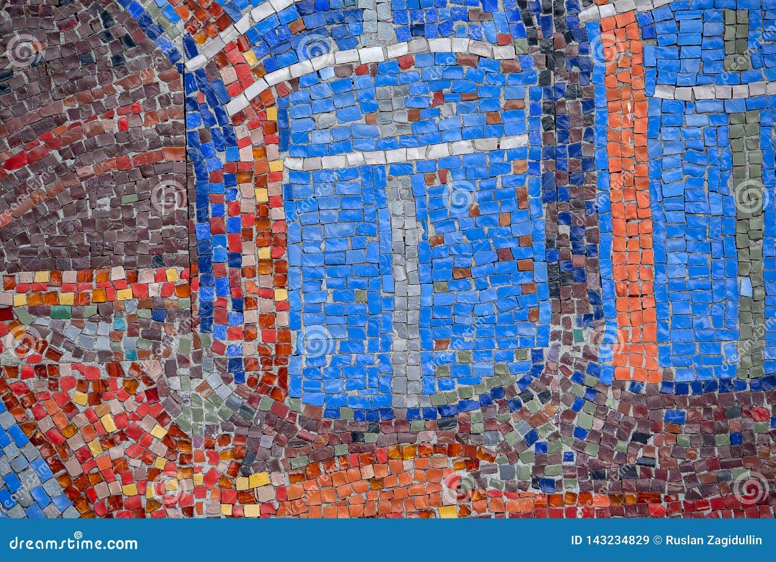 Beautiful Colorful Mosaic of Square Elements on the Wall Stock Image ...