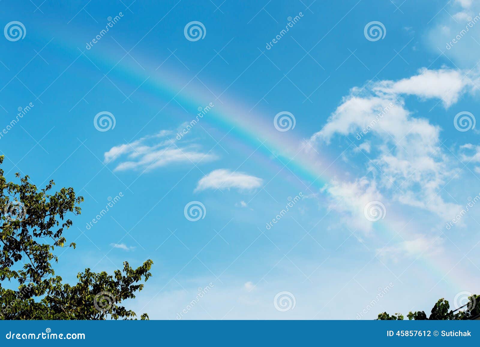 Beautiful Colorful Rainbow on Blue Sky Stock Photo - Image of beautiful ...