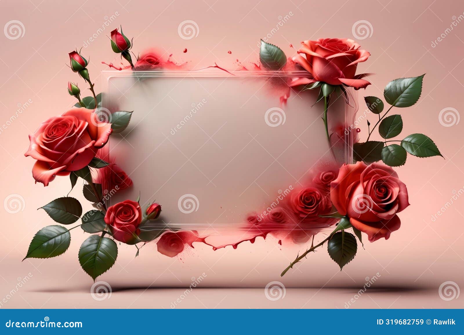 Beautiful Colorful Red Roses with Empty Blank Letterhead Stock Image ...