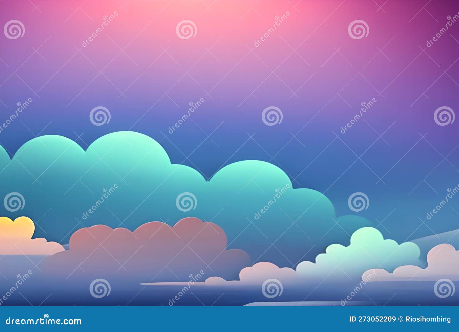 Beautiful Colorful Sky Blue Cloud Minimalist Illustration Background ...