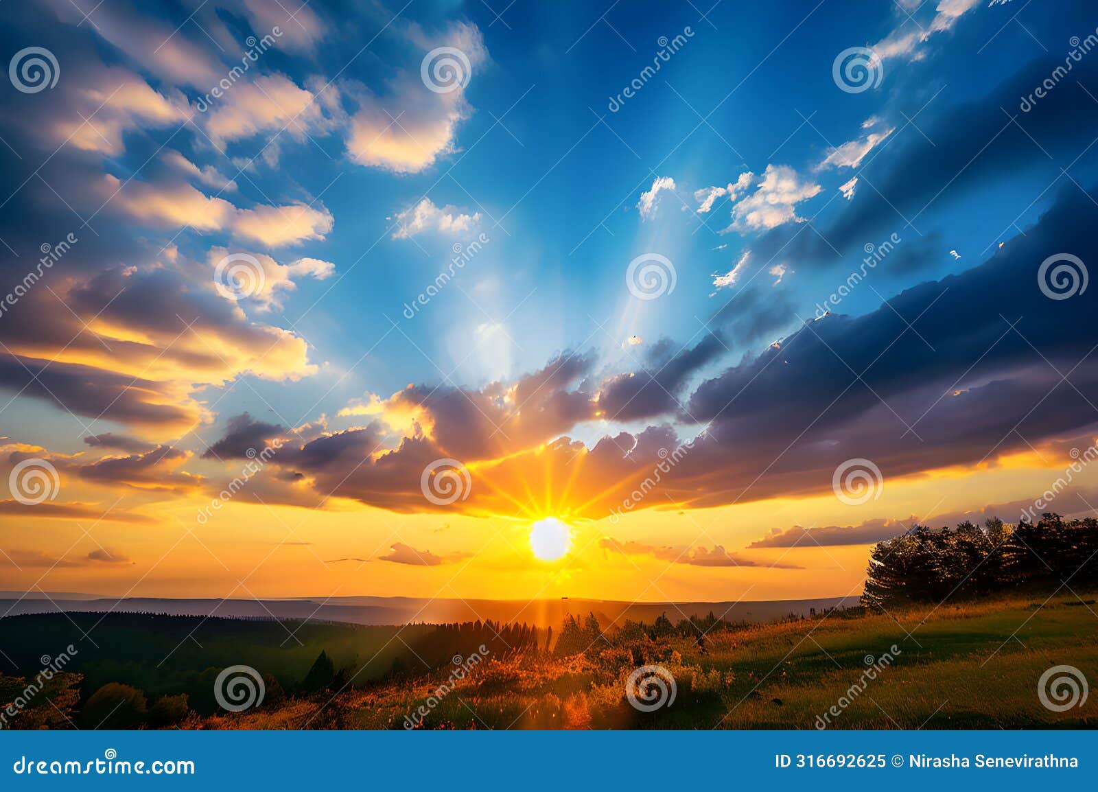 Beautiful Colorful Sunset with Sun Rays Stock Image - Image of outdoors ...