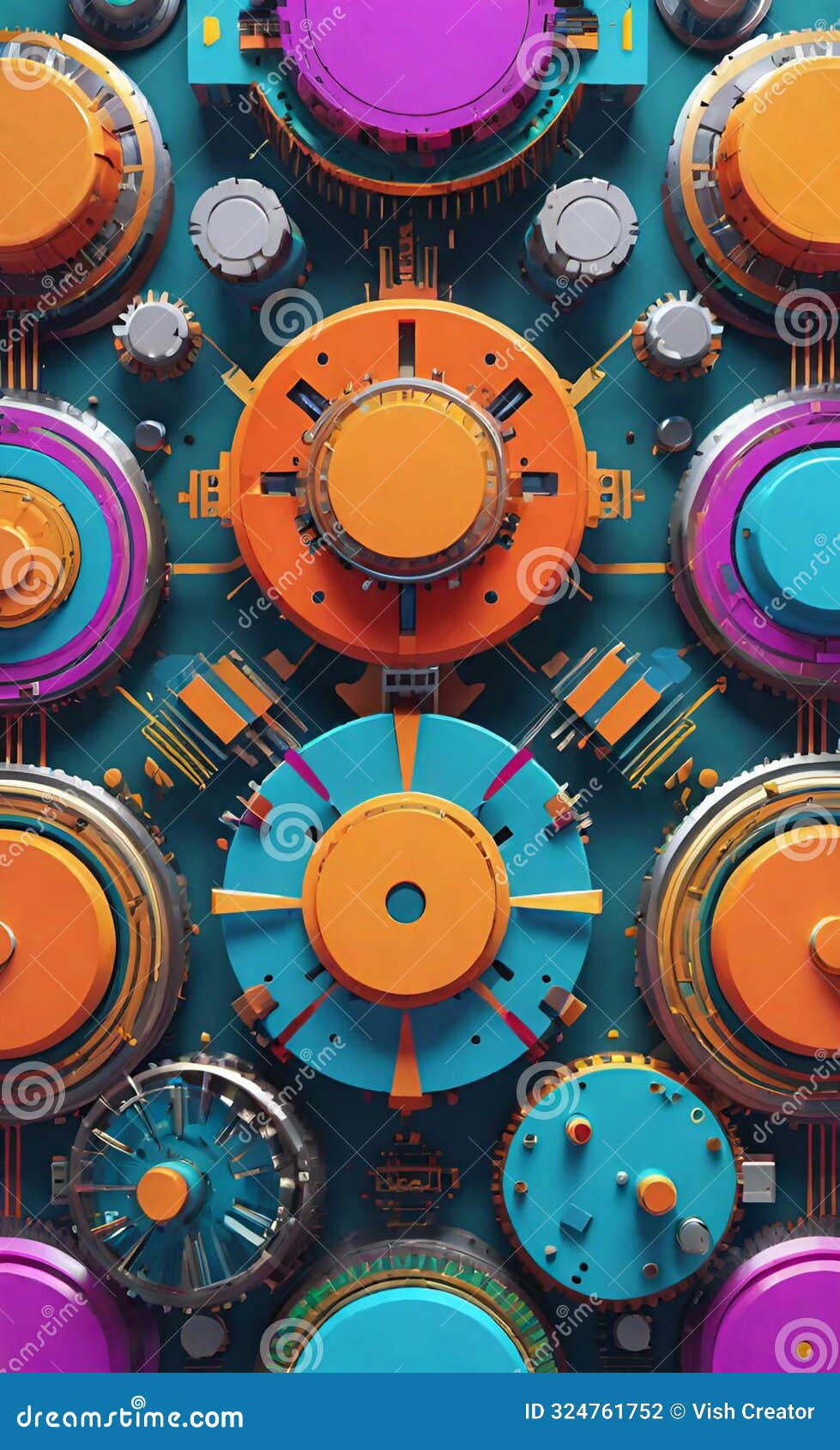 Beautiful and Colorful Technological Illustration Pattern Ai Generated ...