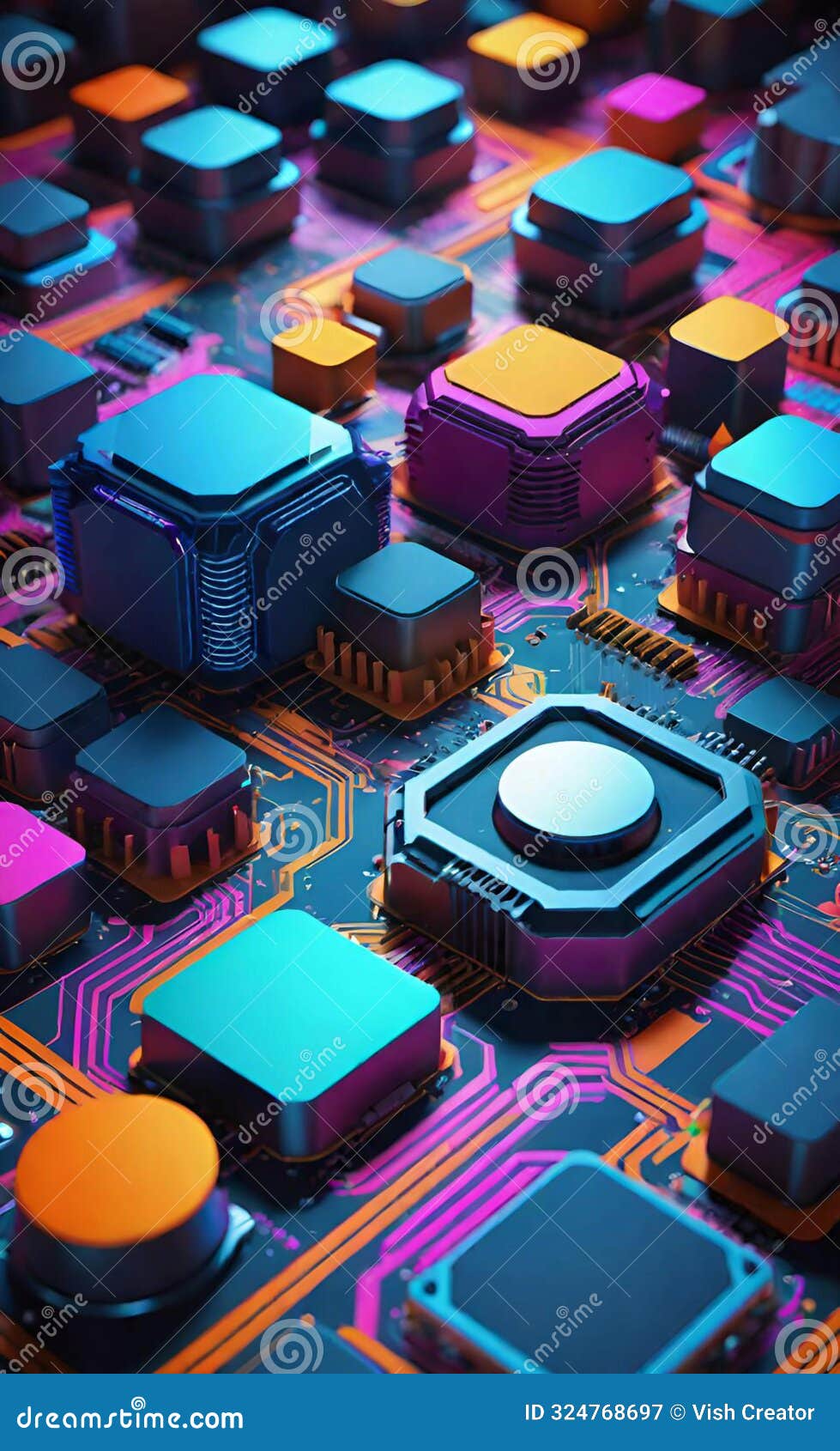 Beautiful and Colorful Technological Illustration Pattern Ai Generated ...