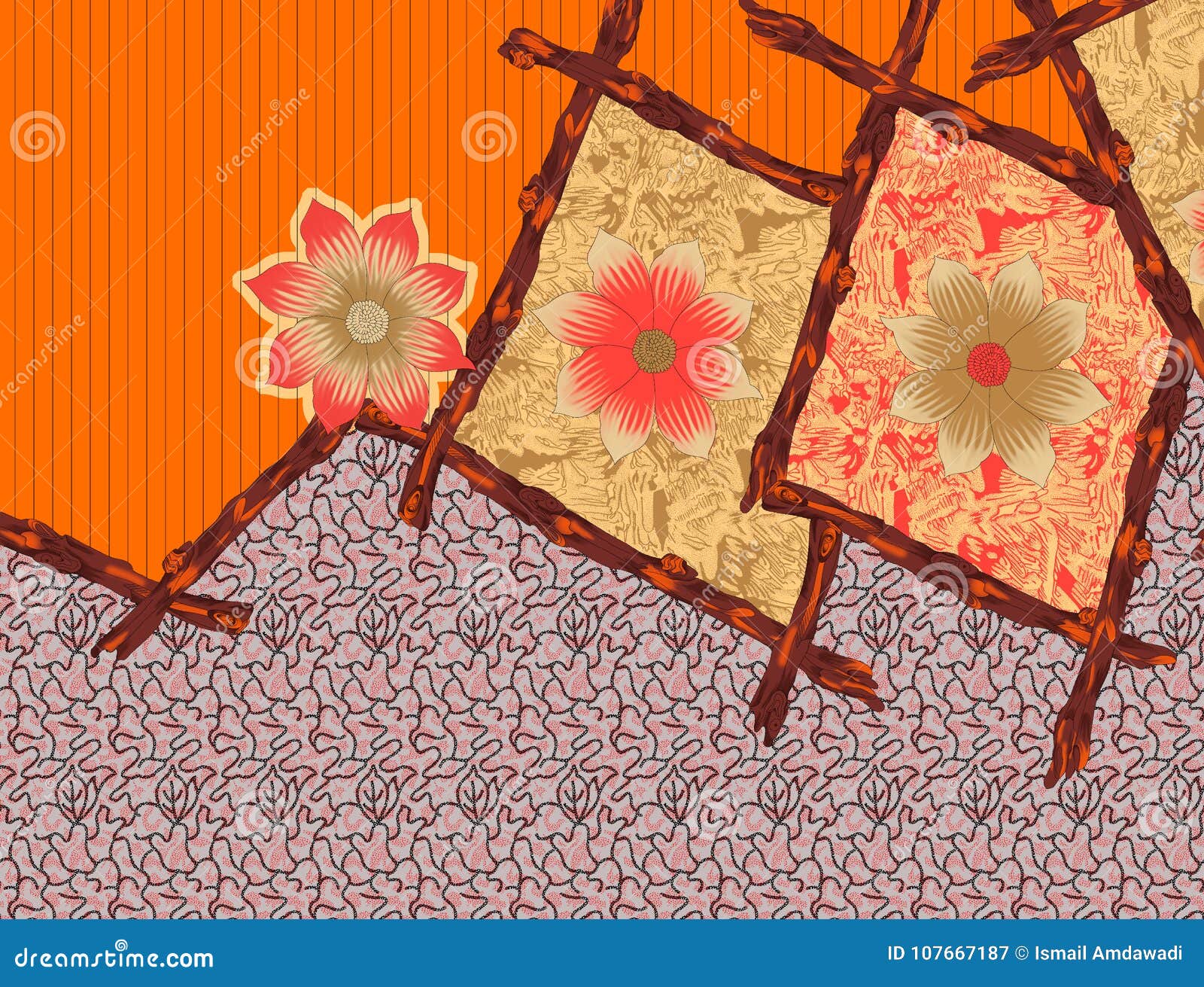Beautiful Colorful Textile Print Design Stock Illustration ...