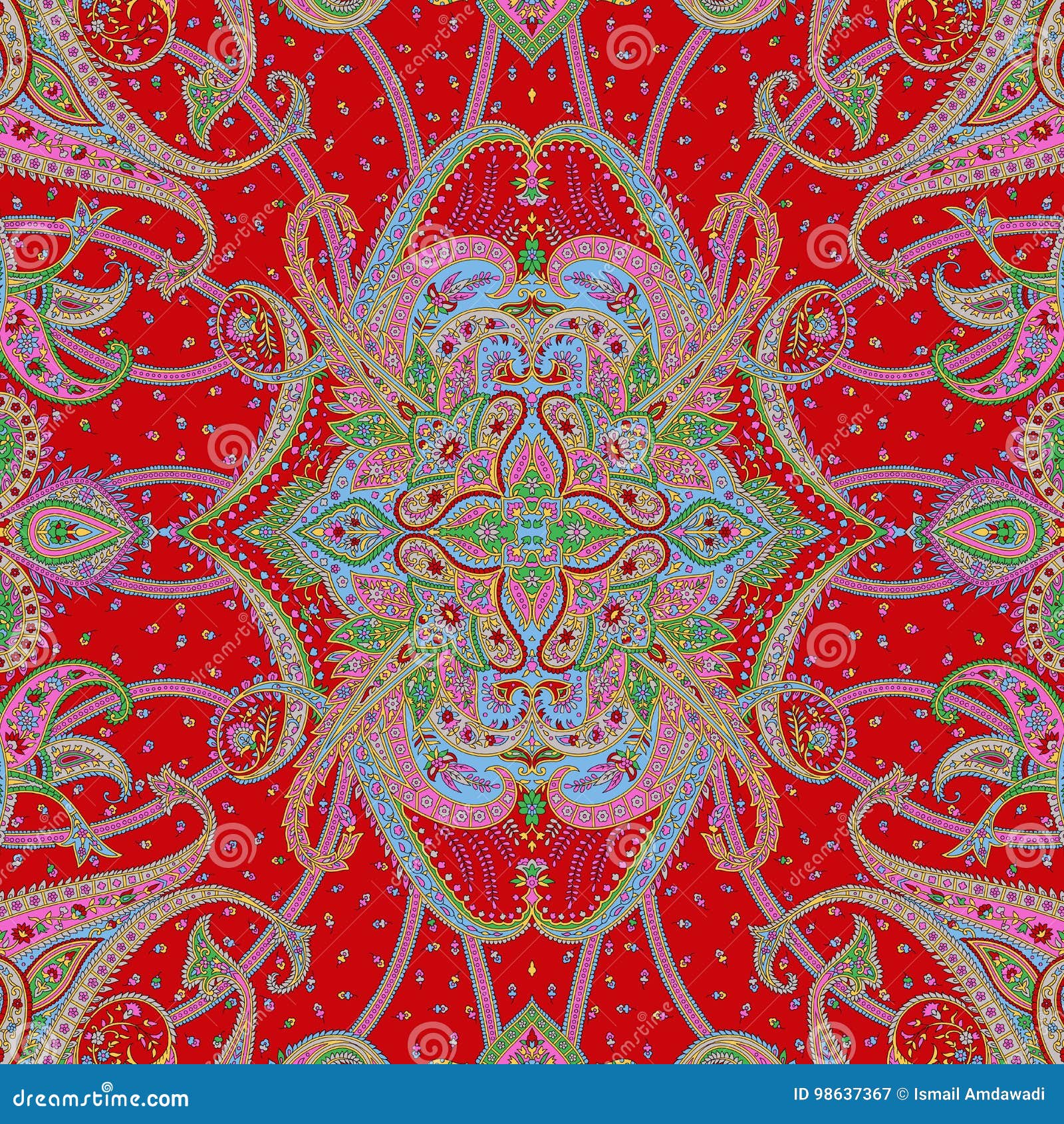 Beautiful Colorful Textile Print Scarf Design Stock Illustration ...