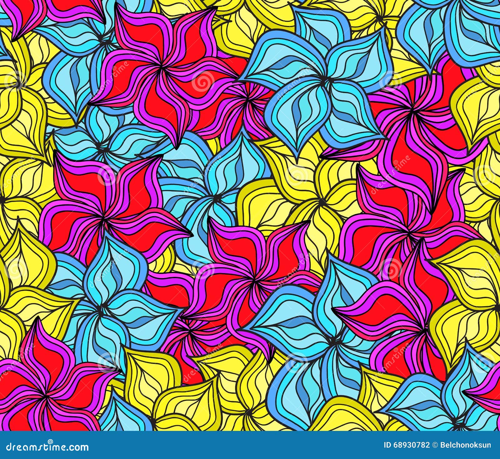 Beautiful Colorful Vector Seamless Pattern with Bright Tropical Flowers ...