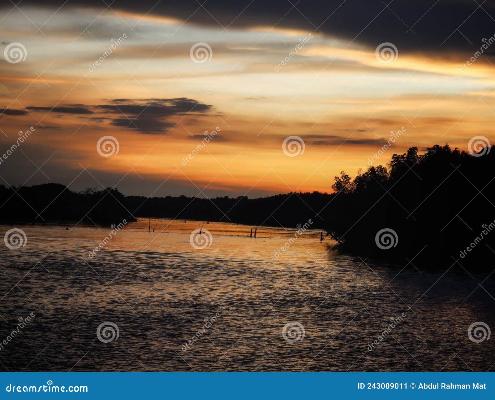 Beautiful and Colourful Sunset by the River Stock Image - Image of ...