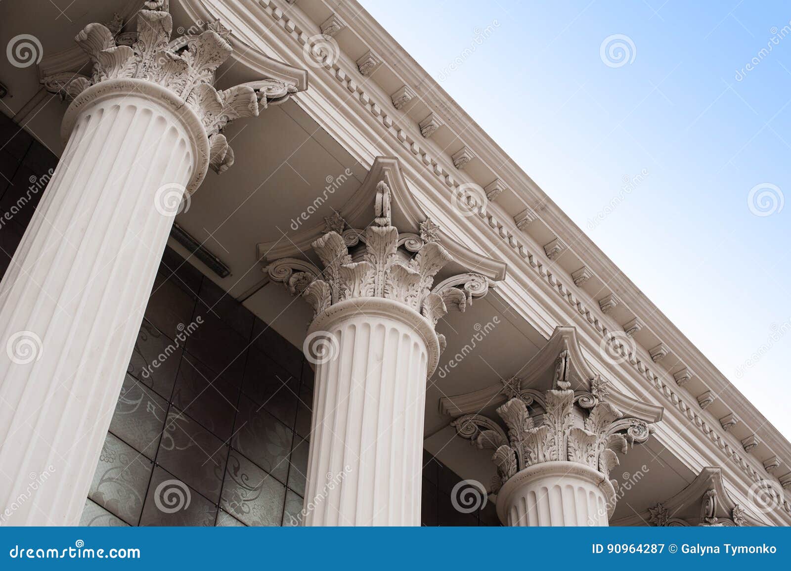 Beautiful Columns of the Capital on the Facade of the Historic Building ...